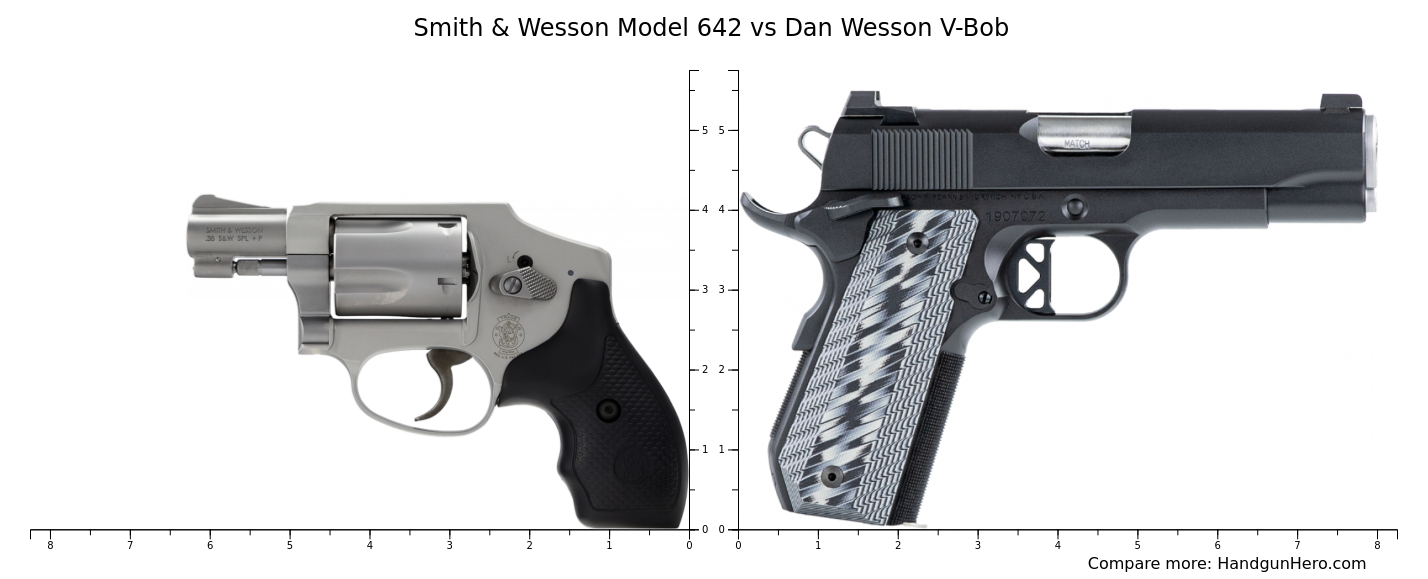 Smith & Wesson Model 642 vs Dan Wesson V-Bob size comparison | Handgun Hero