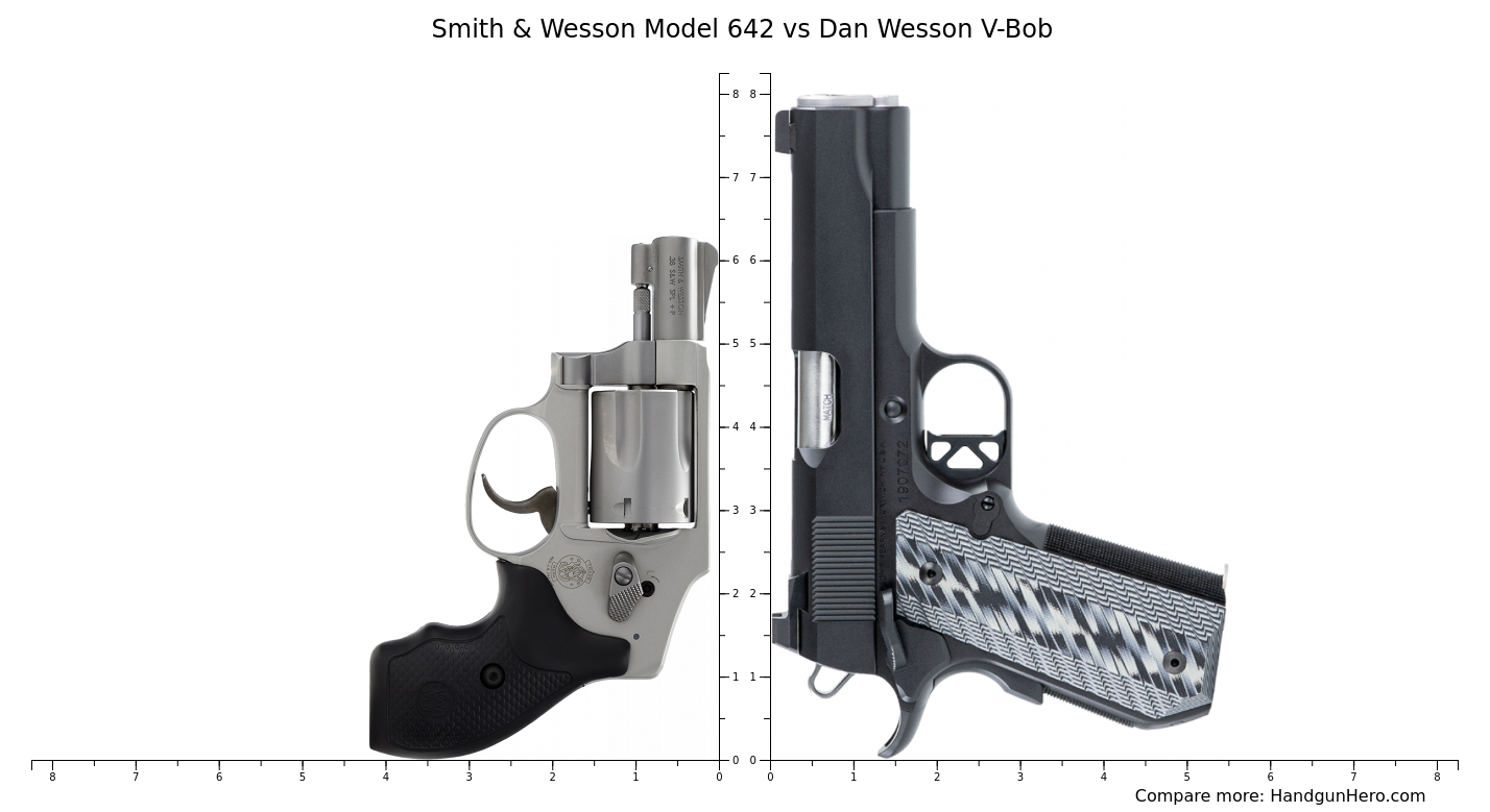 Smith & Wesson Model 642 vs Dan Wesson V-Bob size comparison | Handgun Hero