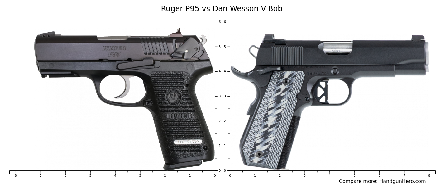 Ruger P95 vs Dan Wesson V-Bob size comparison | Handgun Hero