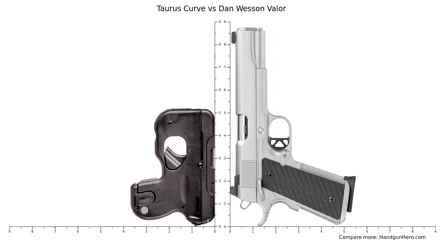 Taurus Curve vs Dan Wesson Valor size comparison | Handgun Hero
