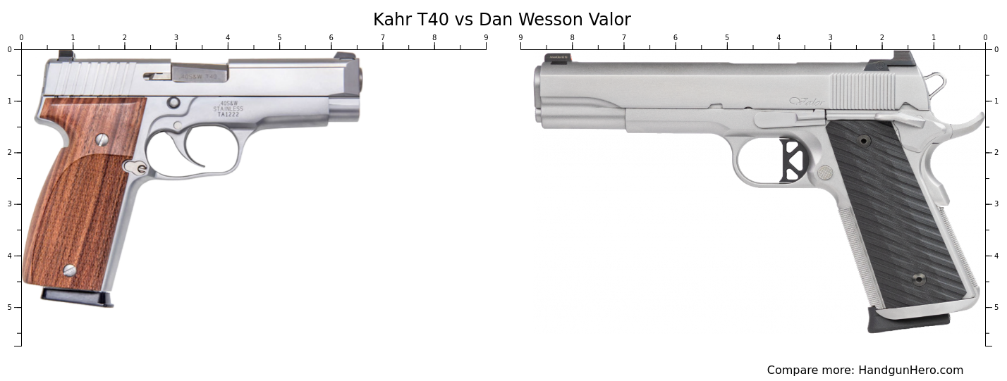 Kahr T40 vs Dan Wesson Valor size comparison | Handgun Hero