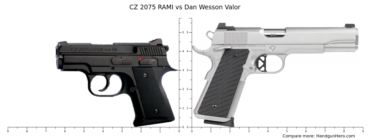 CZ 2075 RAMI vs Dan Wesson Valor size comparison | Handgun Hero