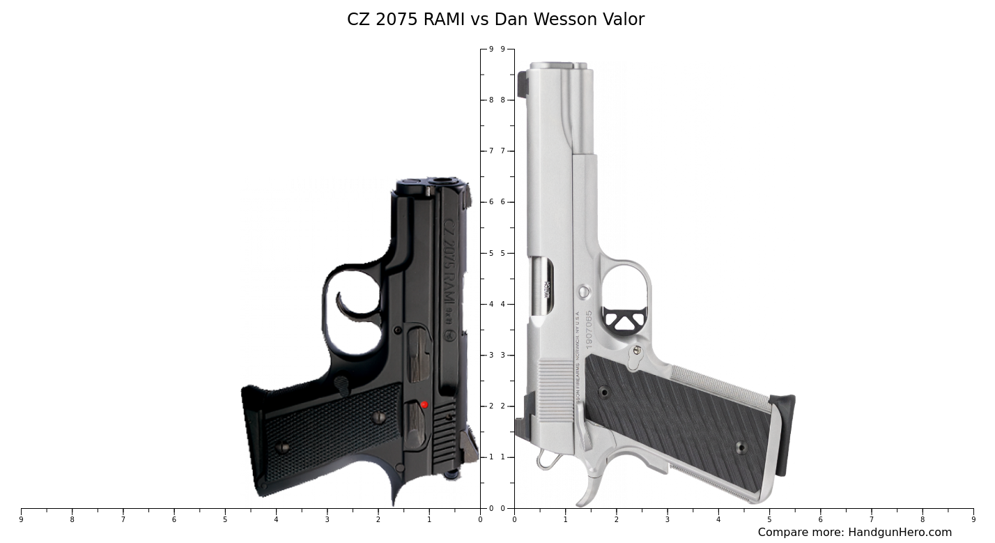 CZ 2075 RAMI vs Dan Wesson Valor size comparison | Handgun Hero