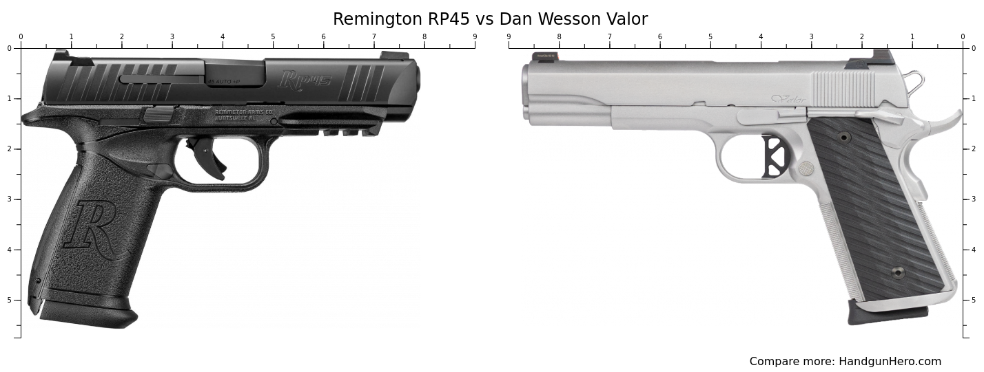 Remington RP45 vs Dan Wesson Valor size comparison | Handgun Hero