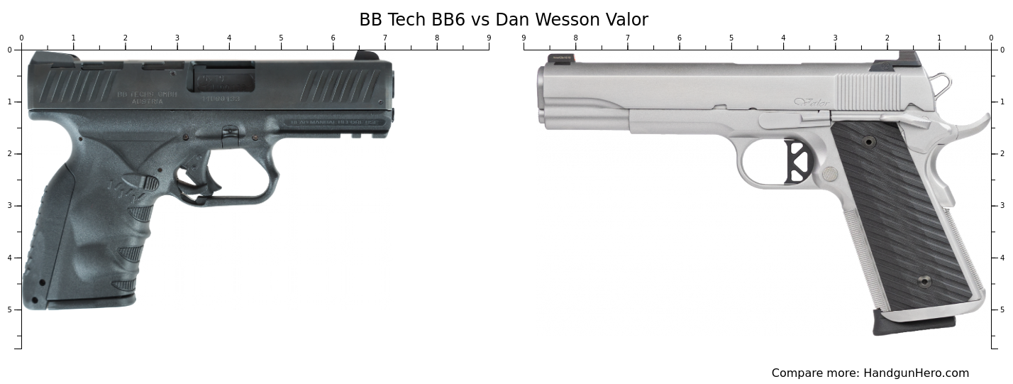 BB Tech BB6 vs Dan Wesson Valor size comparison | Handgun Hero