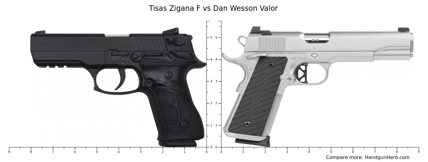 Tisas Zigana F vs Dan Wesson Valor size comparison | Handgun Hero