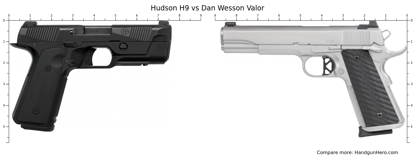 Hudson H9 vs Dan Wesson Valor size comparison | Handgun Hero