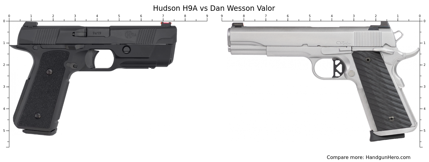 Hudson H9A vs Dan Wesson Valor size comparison | Handgun Hero