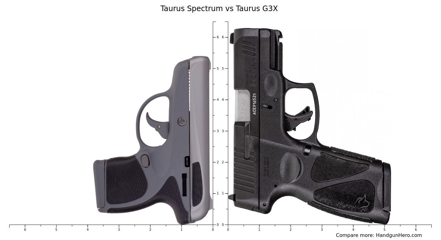 Taurus Spectrum vs Taurus G3X size comparison | Handgun Hero