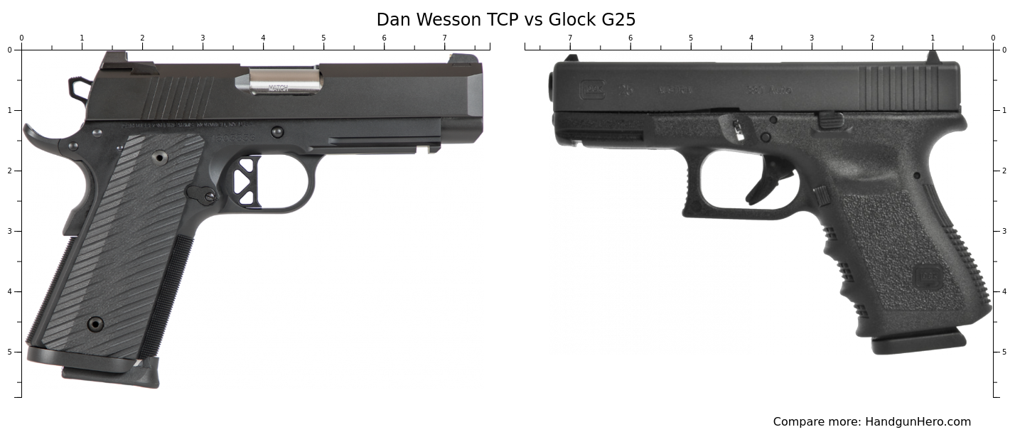 Dan Wesson TCP vs Glock G25 size comparison | Handgun Hero