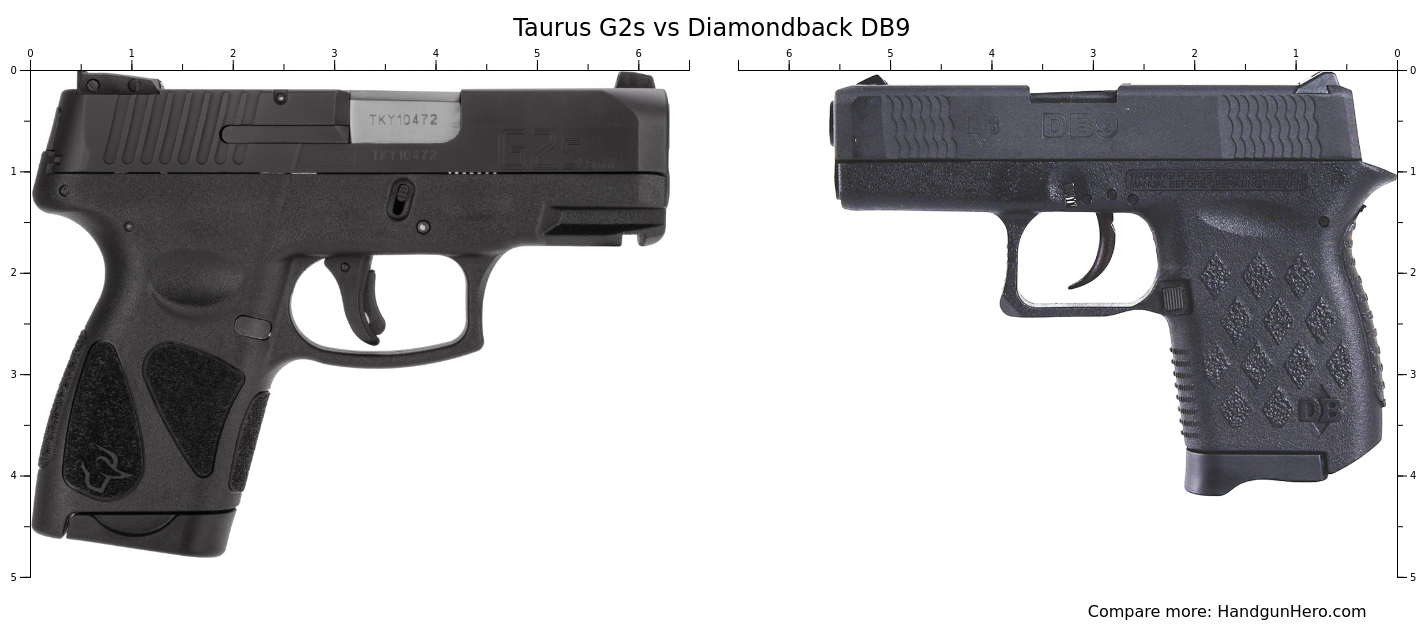 Taurus G2s vs Diamondback DB9 size comparison | Handgun Hero