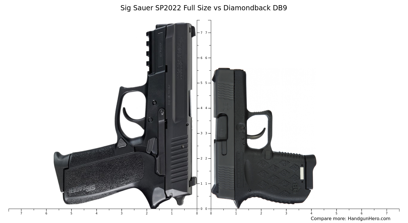 Sig Sauer SP2022 Full Size vs Diamondback DB9 size comparison | Handgun ...