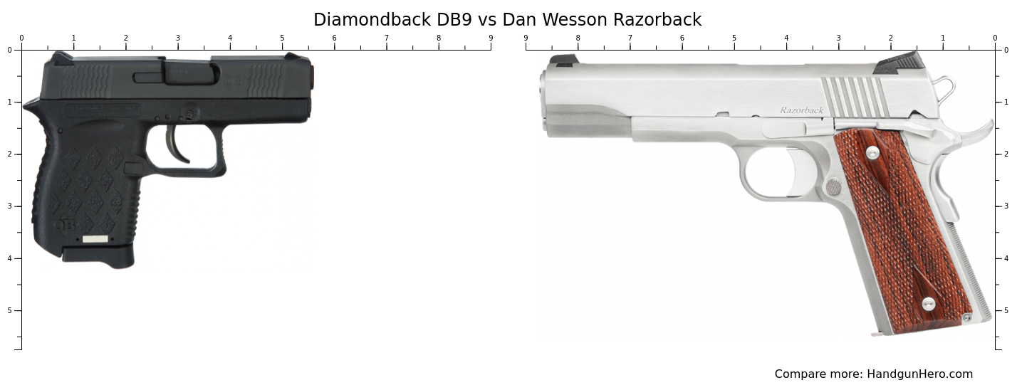 Diamondback DB9 vs Dan Wesson Razorback size comparison | Handgun Hero