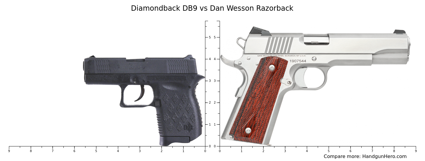 Diamondback DB9 vs Dan Wesson Razorback size comparison | Handgun Hero