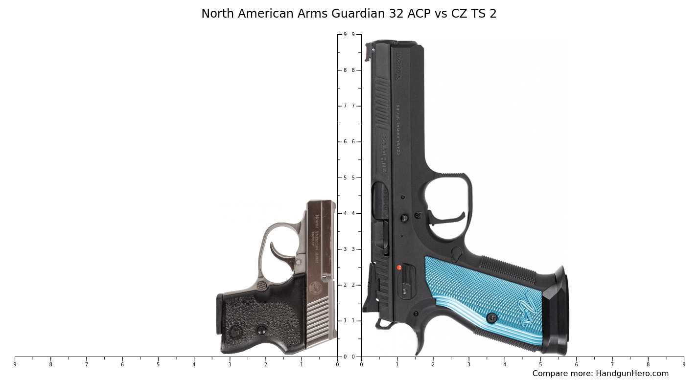 North American Arms Guardian 32 ACP vs CZ TS 2 size comparison ...