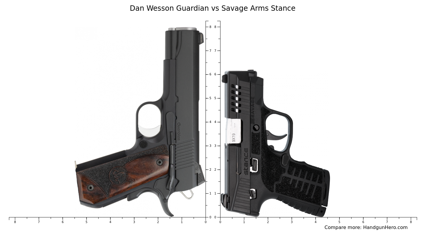 Dan Wesson Guardian vs Savage Arms Stance size comparison | Handgun Hero