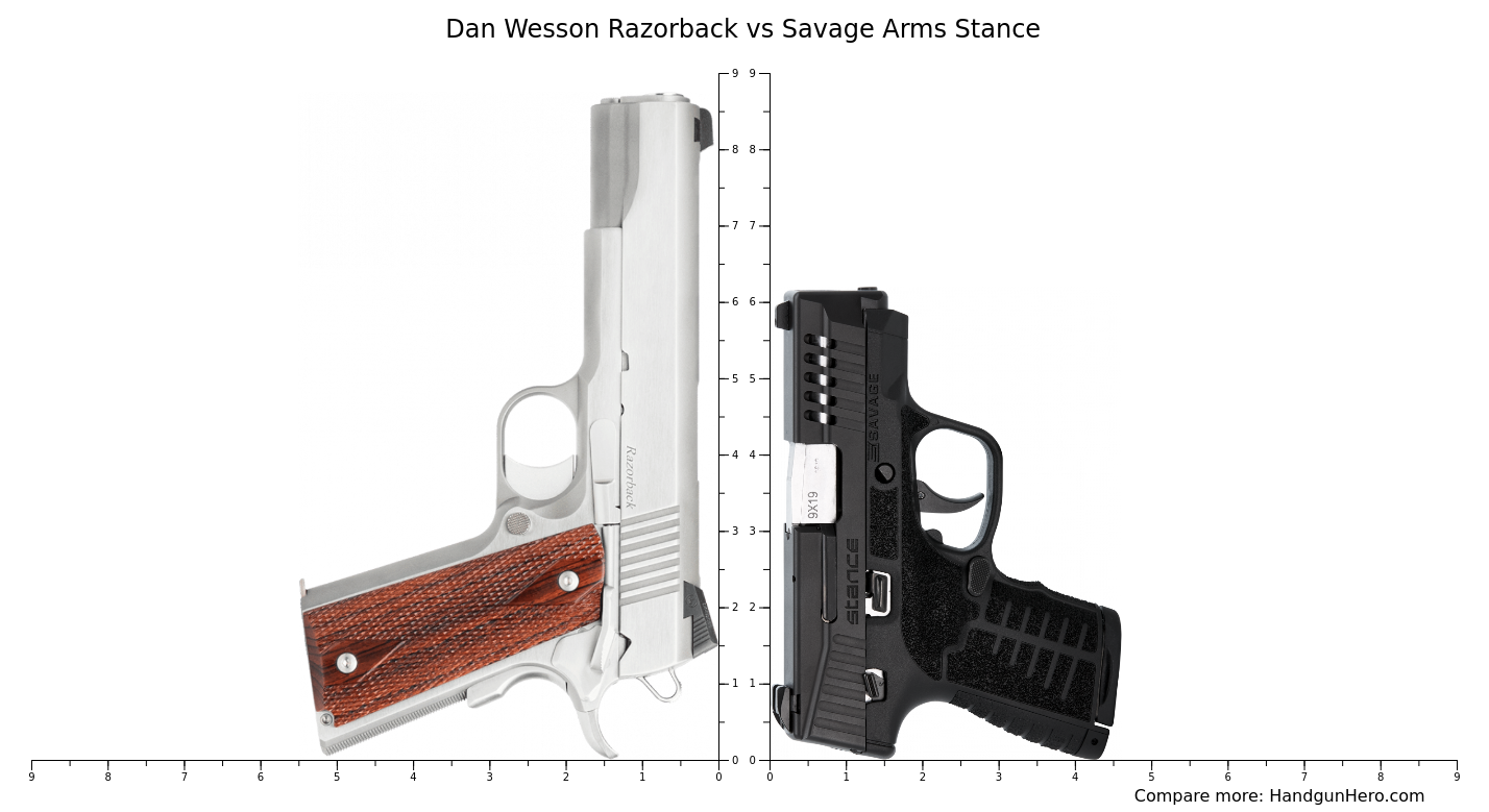 Dan Wesson Razorback vs Savage Arms Stance size comparison | Handgun Hero