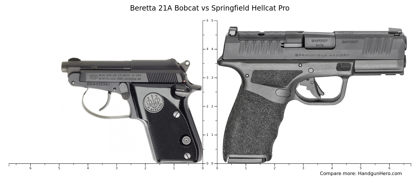 Beretta 21A Bobcat vs Springfield Hellcat Pro size comparison | Handgun ...