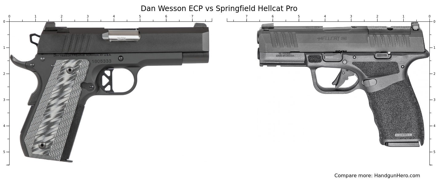 Dan Wesson ECP vs Springfield Hellcat Pro size comparison | Handgun Hero