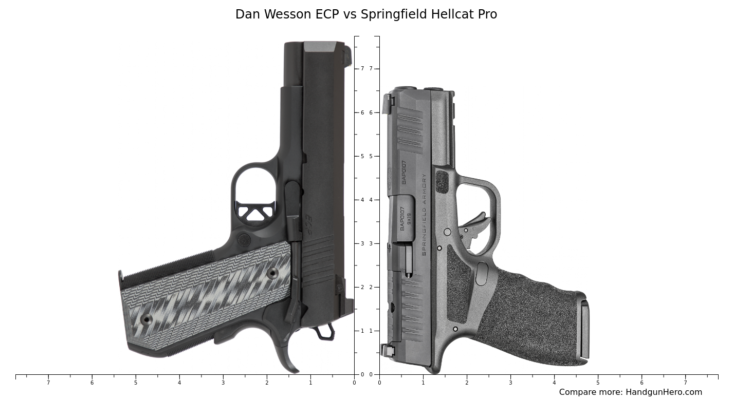 Dan Wesson ECP vs Springfield Hellcat Pro size comparison | Handgun Hero