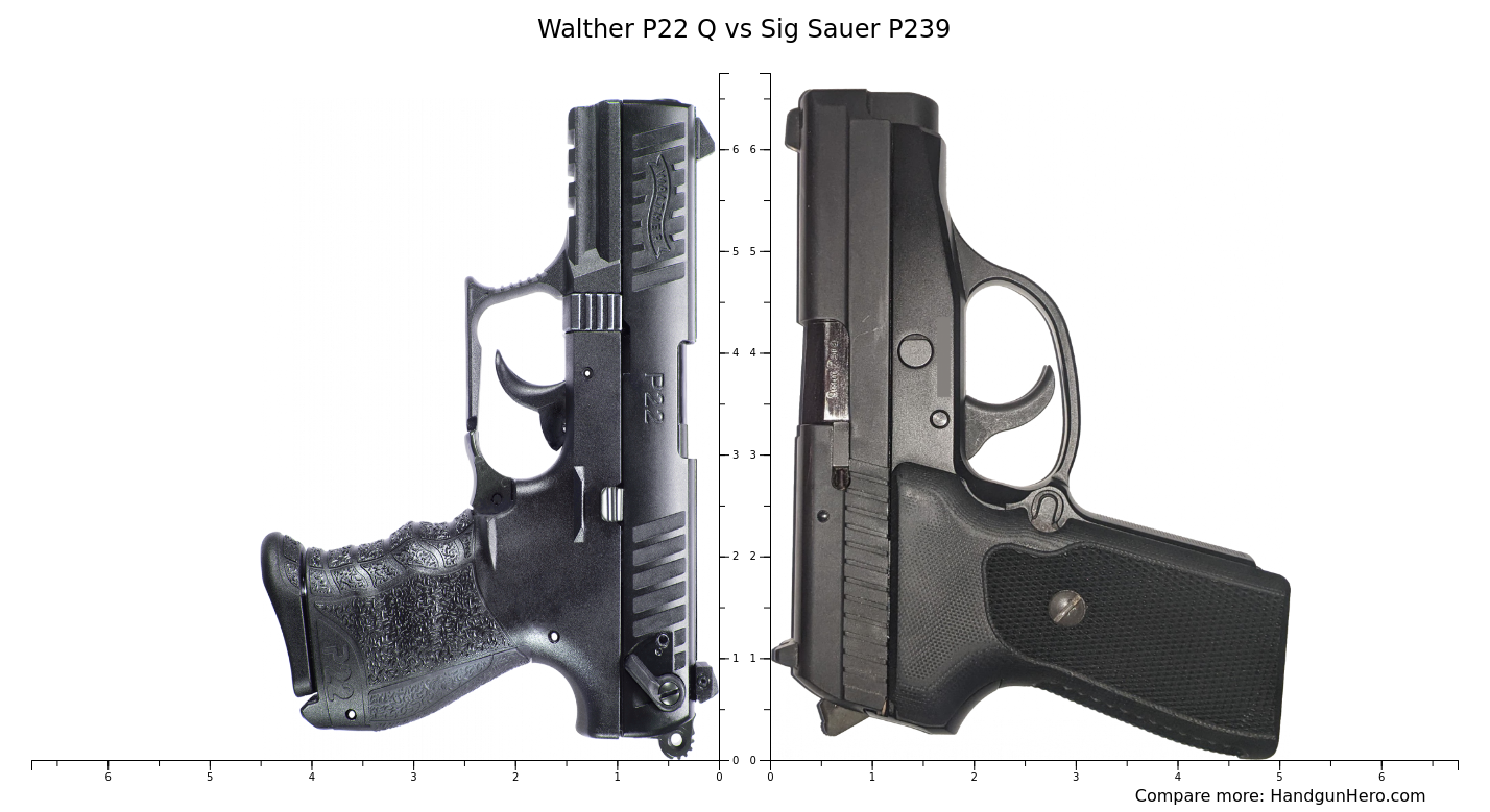 Walther P22 Q vs Sig Sauer P239 size comparison | Handgun Hero