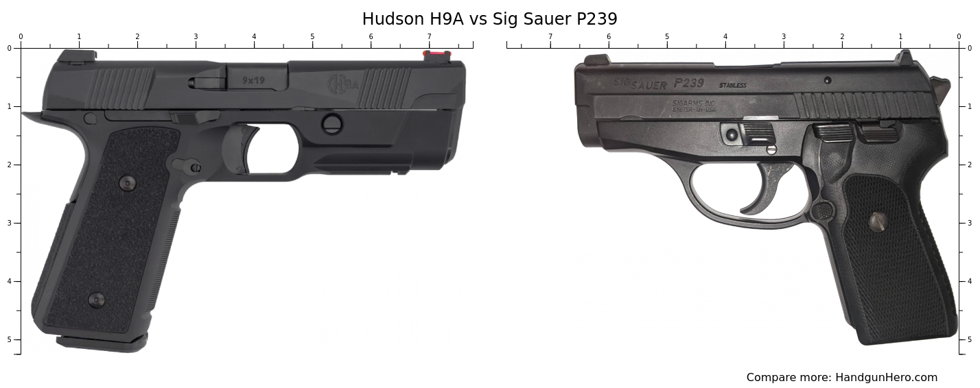 Hudson H9A vs Sig Sauer P239 size comparison | Handgun Hero