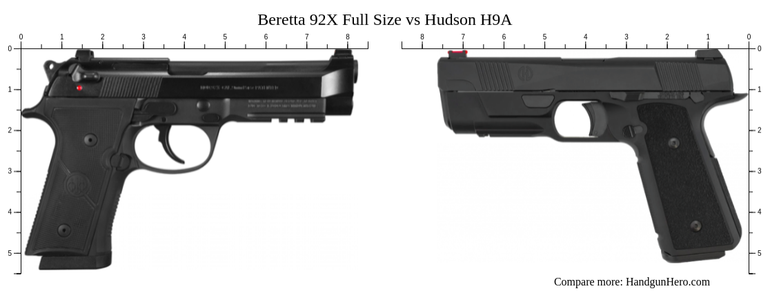 Beretta 92X Full Size vs Hudson H9A size comparison | Handgun Hero