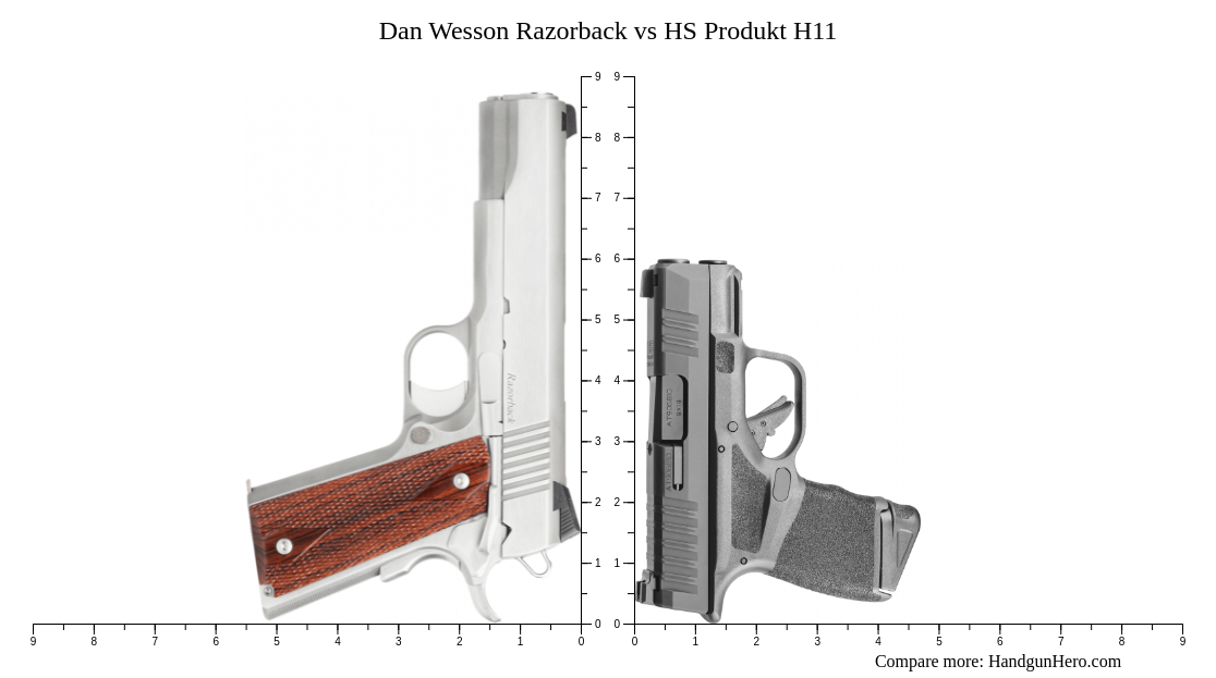 Dan Wesson Razorback vs HS Produkt H11 size comparison | Handgun Hero