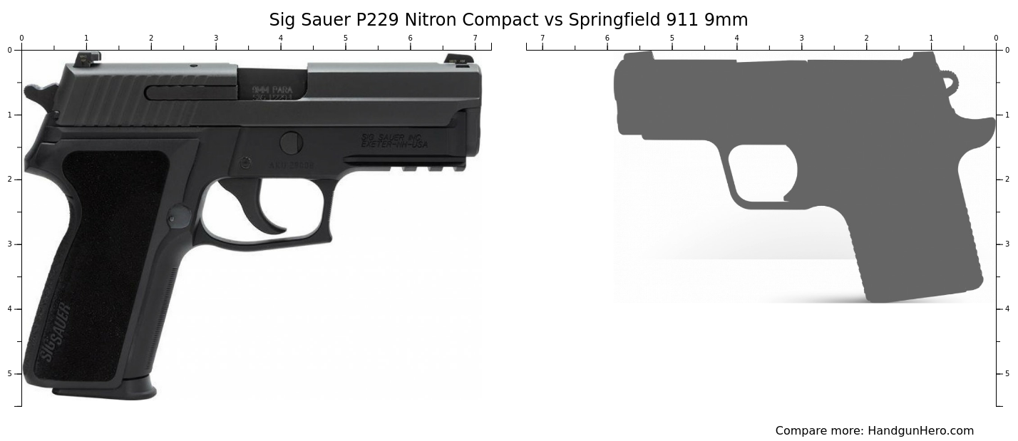 Sig Sauer P229 Nitron Compact vs Springfield 911 9mm size comparison ...