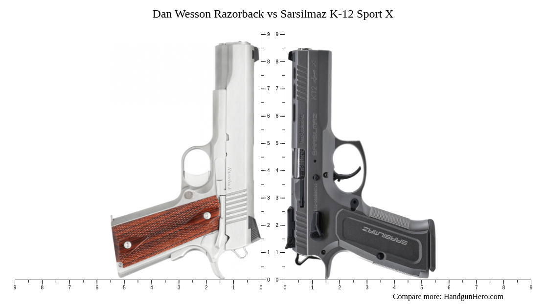 Dan Wesson Razorback vs Sarsilmaz K-12 Sport X size comparison ...