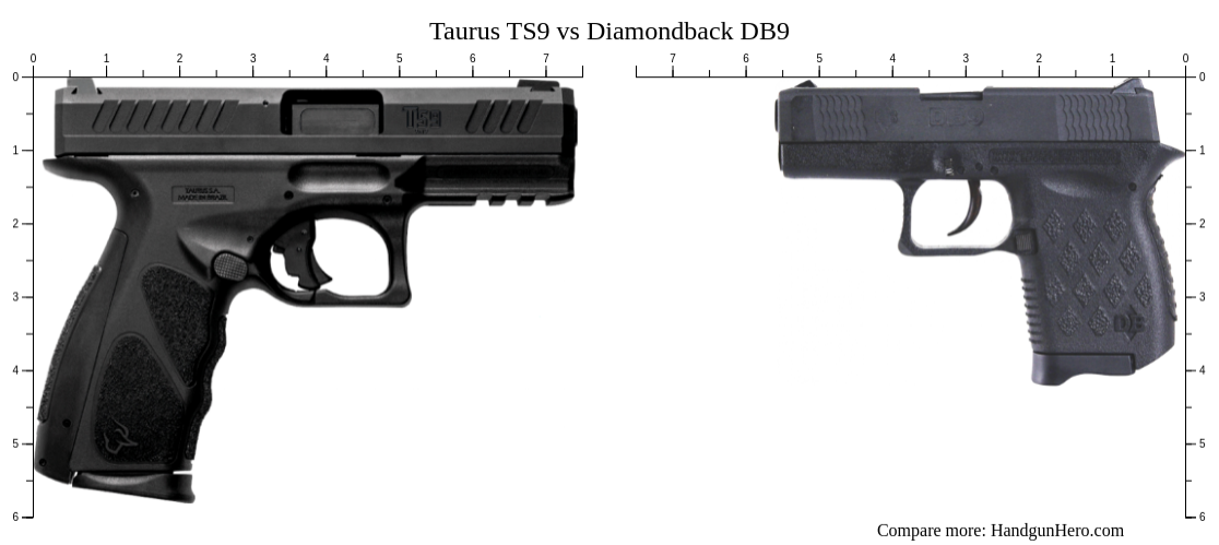 Taurus TS9 vs Diamondback DB9 size comparison | Handgun Hero