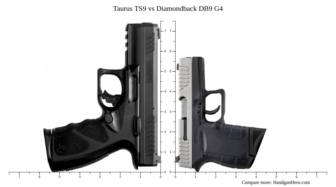 Taurus TS9 vs Diamondback DB9 G4 size comparison | Handgun Hero