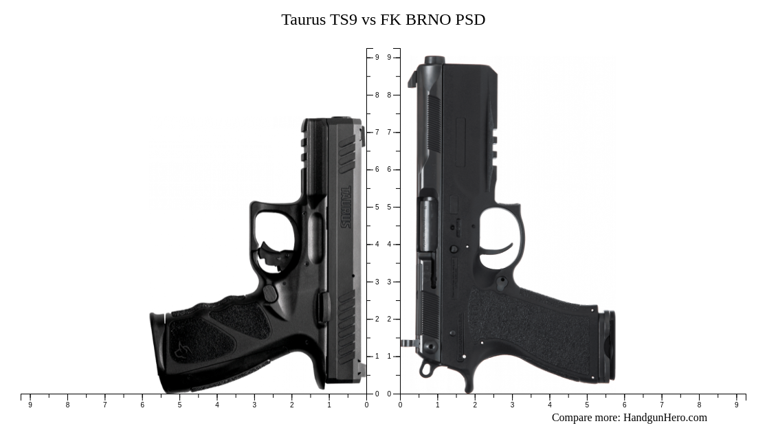 Taurus TS9 vs FK BRNO PSD size comparison | Handgun Hero