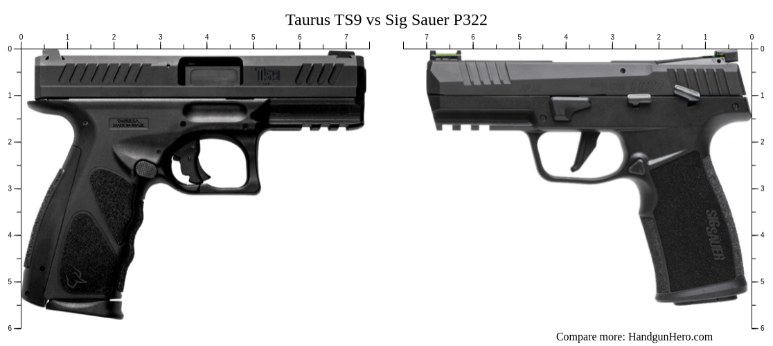 Taurus TS9 vs Sig Sauer P322 size comparison | Handgun Hero
