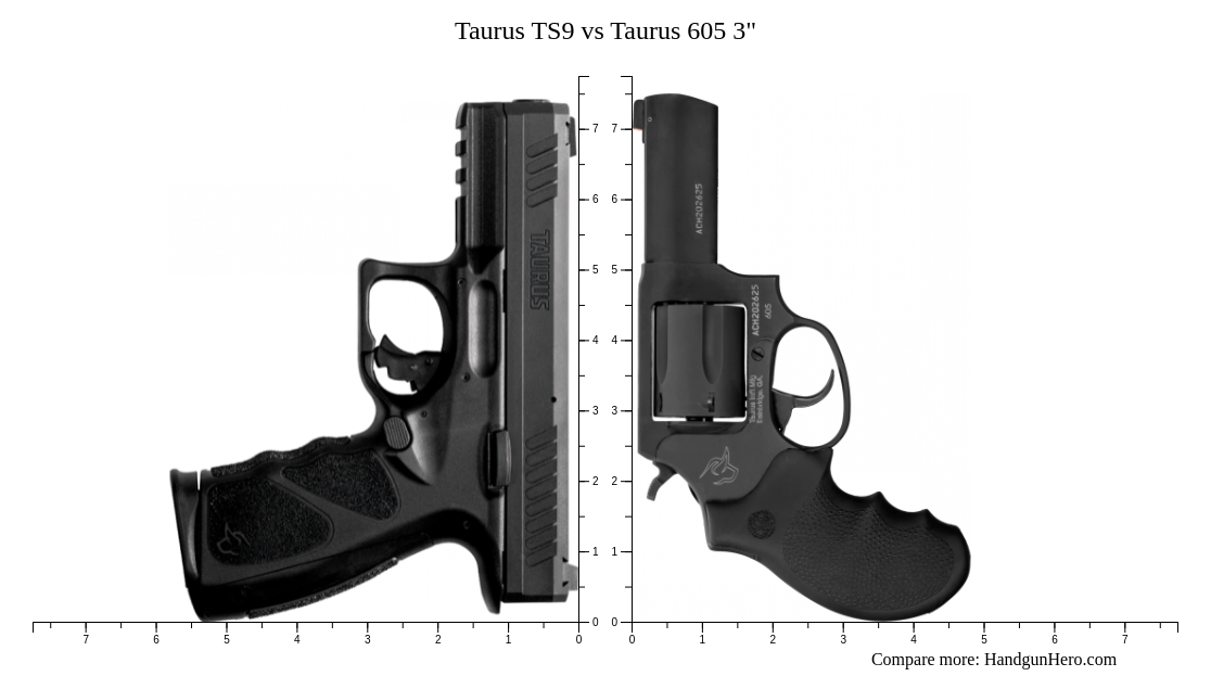 Taurus TS9 vs Taurus 605 3" size comparison | Handgun Hero