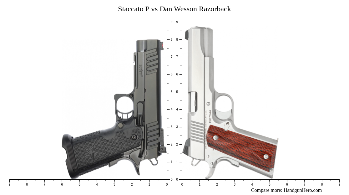Staccato P vs Dan Wesson Razorback size comparison | Handgun Hero