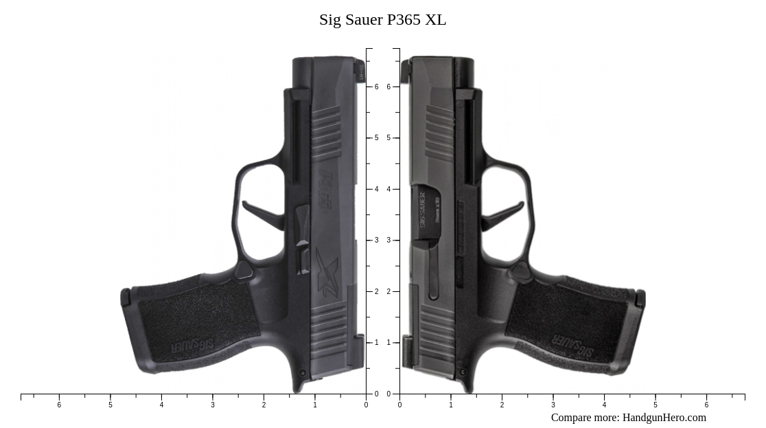 Compare Sig Sauer P365 XL size against other handguns | Handgun Hero