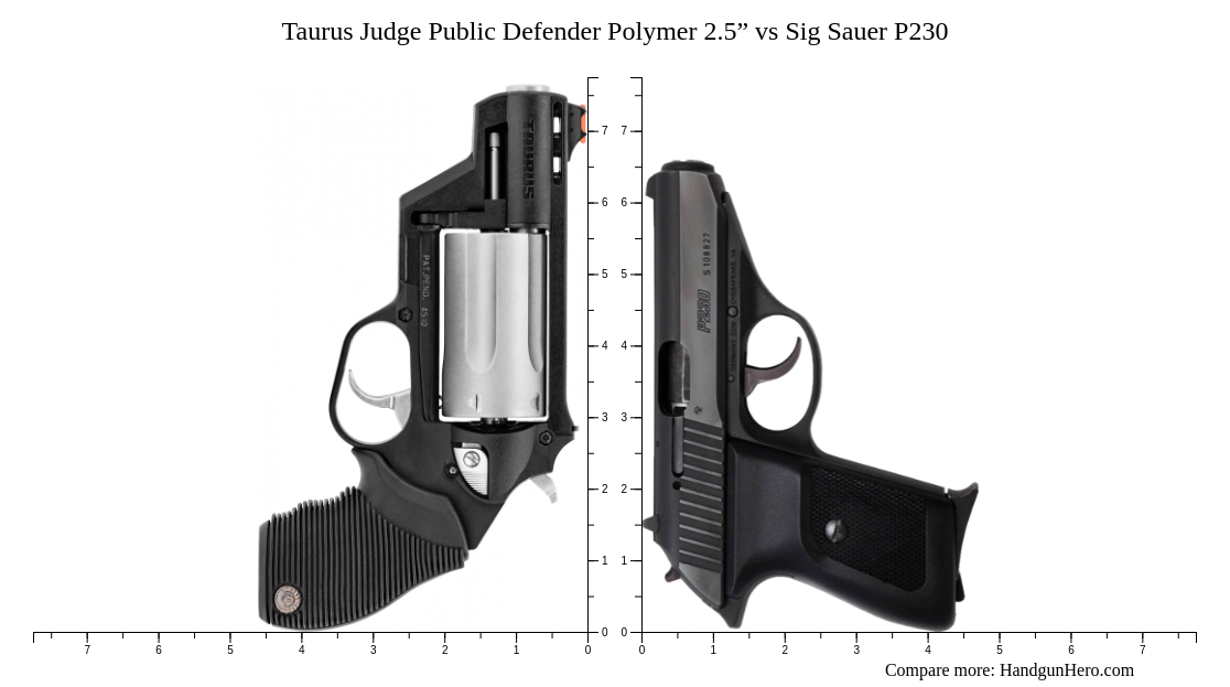 Taurus Judge Public Defender Polymer 2.5” vs Sig Sauer P230 size ...