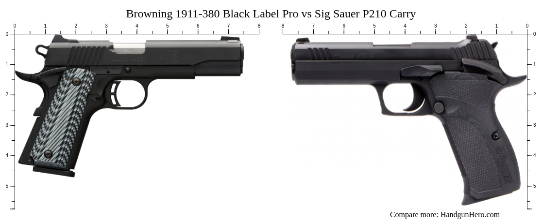 Browning 1911-380 Black Label Pro vs Sig Sauer P210 Carry size ...