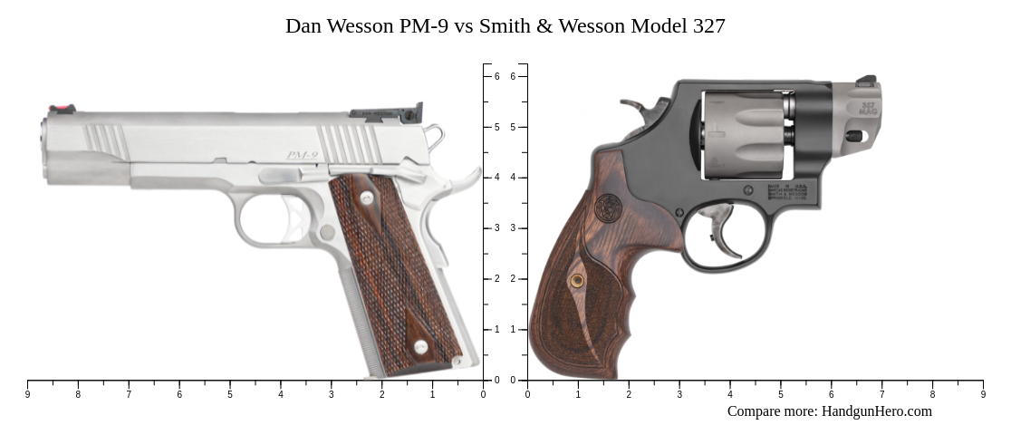 Dan Wesson PM-9 vs Smith & Wesson Model 327 size comparison | Handgun Hero