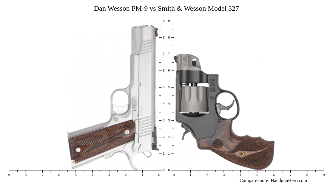 Dan Wesson PM-9 vs Smith & Wesson Model 327 size comparison | Handgun Hero