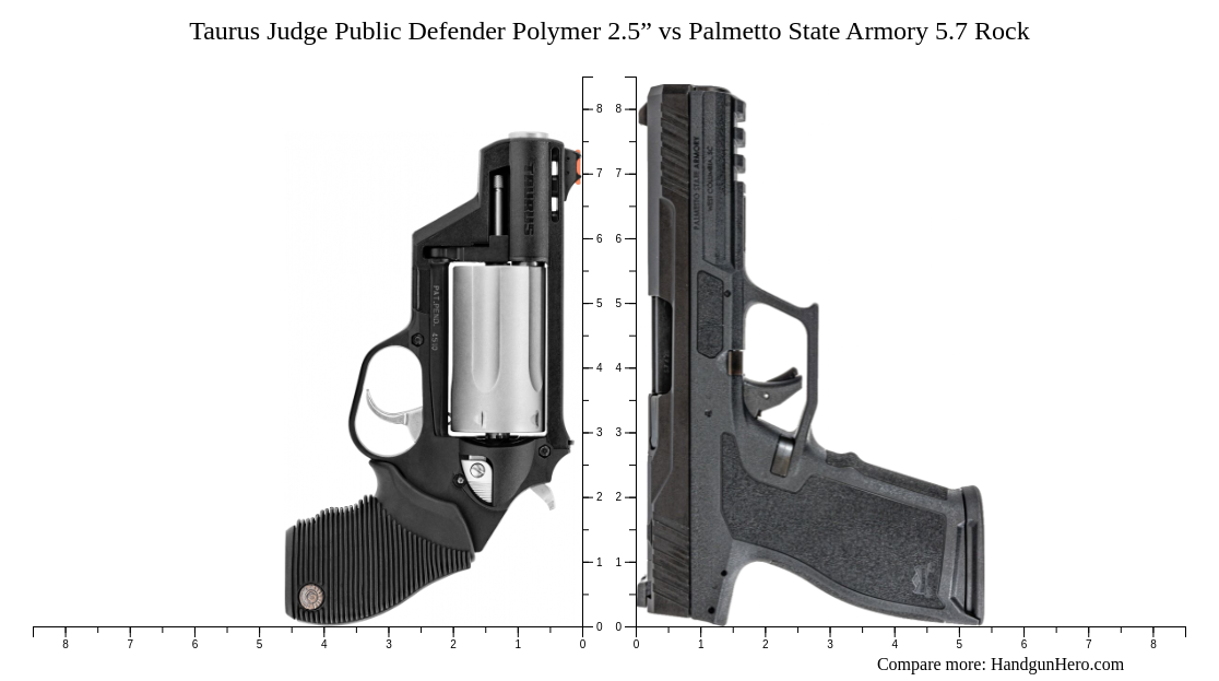 Taurus Judge Public Defender Polymer 2.5” vs Palmetto State Armory 5.7 ...