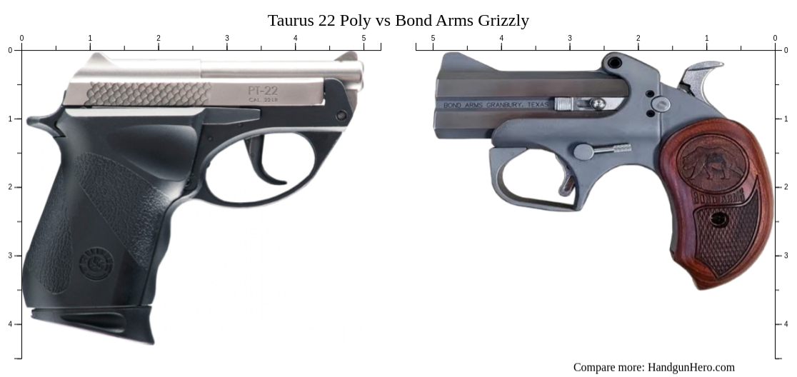 Taurus 22 Poly vs Bond Arms Grizzly size comparison | Handgun Hero