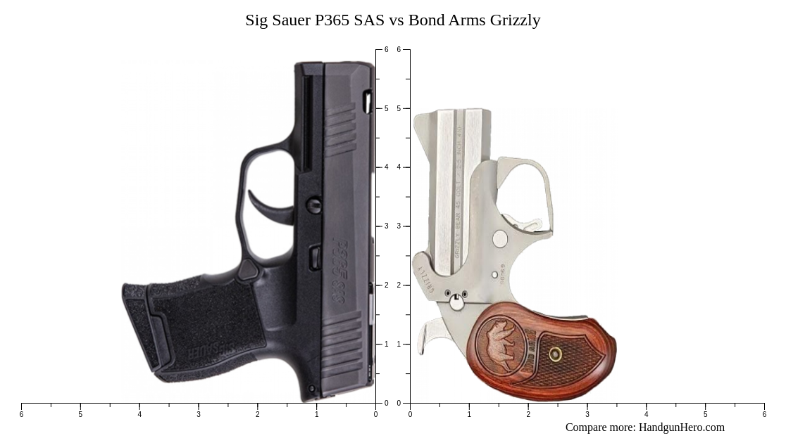 Sig Sauer P365 SAS vs Bond Arms Grizzly size comparison | Handgun Hero