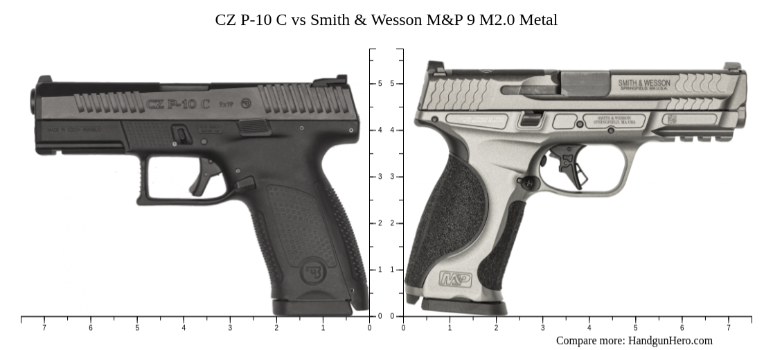CZ P-10 C vs Smith & Wesson M&P 9 M2.0 Metal size comparison | Handgun Hero