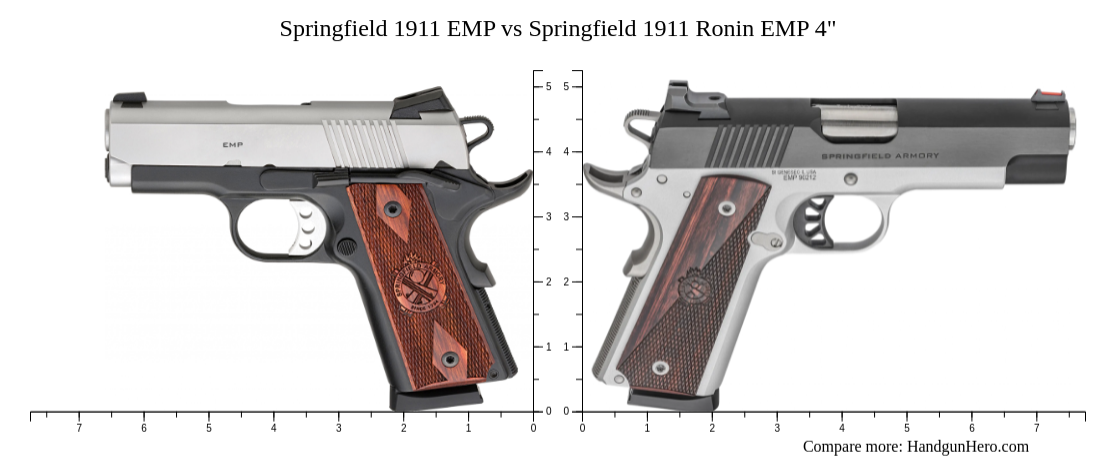 Springfield 1911 EMP vs Springfield 1911 Ronin EMP 4" size comparison ...