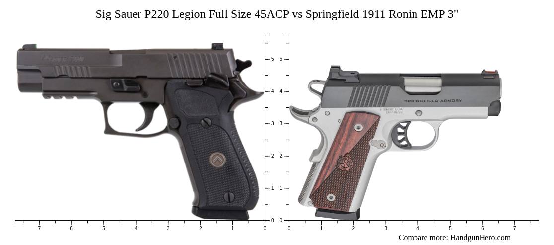 Sig Sauer P220 Legion Full Size 45ACP vs Springfield 1911 Ronin EMP 3 ...