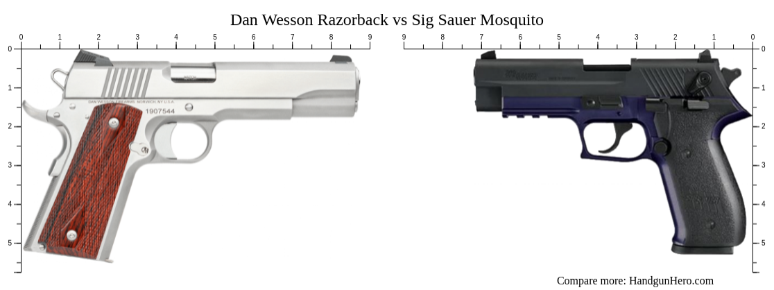 Dan Wesson Razorback vs Sig Sauer Mosquito size comparison | Handgun Hero