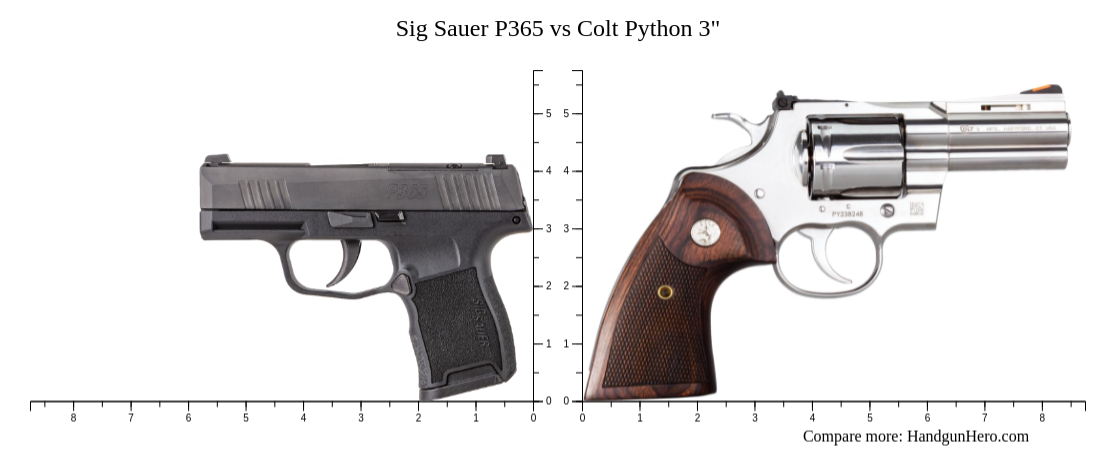 Sig Sauer P365 vs Colt Python 3" size comparison | Handgun Hero