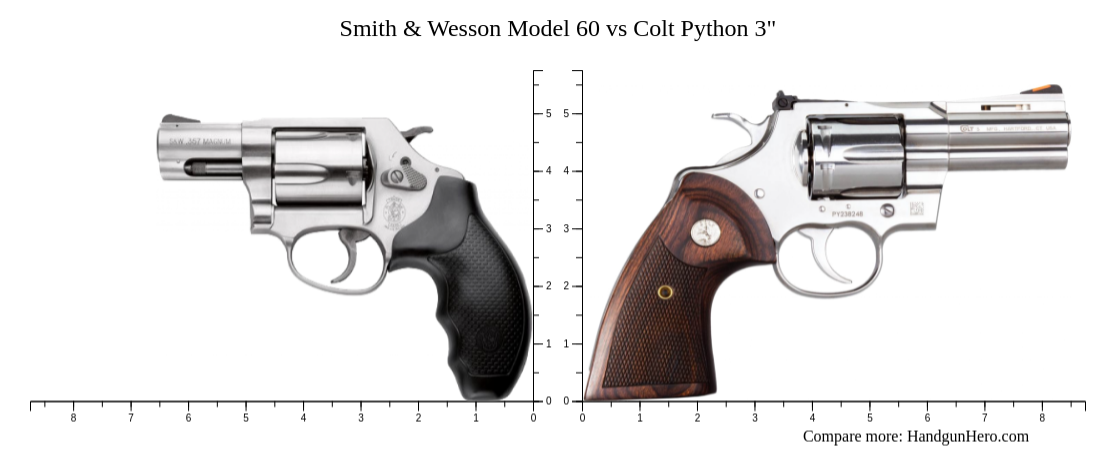 Smith & Wesson Model 60 vs Colt Python 3" size comparison | Handgun Hero